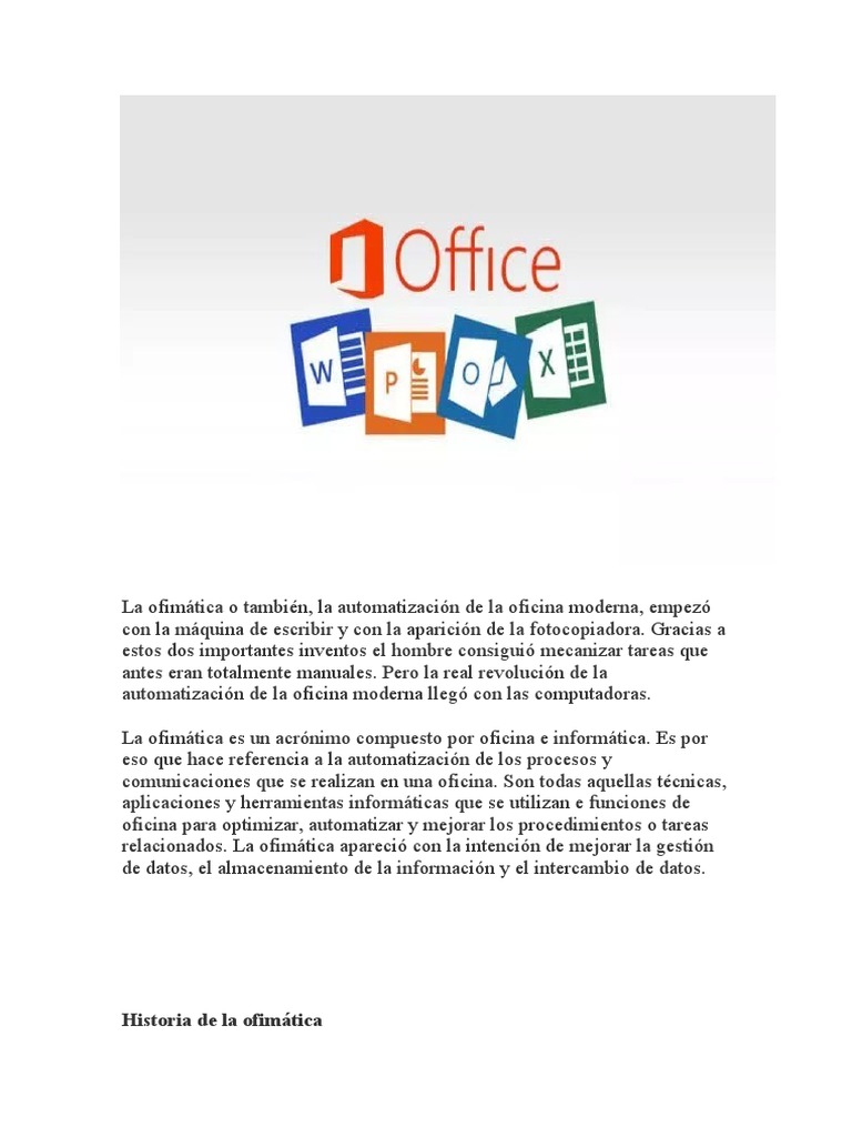 Historia de la Ofimática | PDF | Software | Microsoft