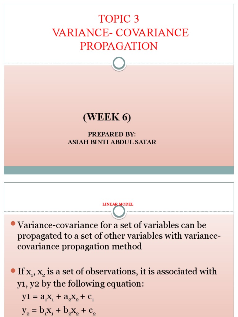 Calculating Variance-Covariance Propagation Through Linear Models | PDF
