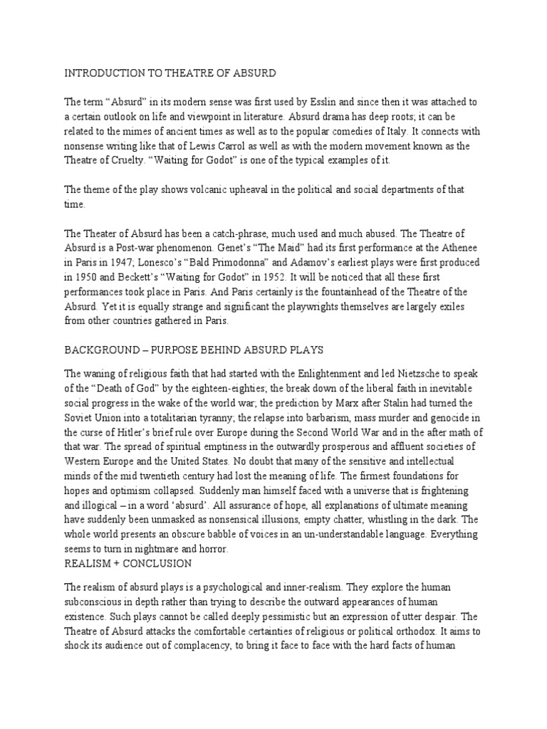 Understanding the Theatre of Absurd | PDF | Existentialism