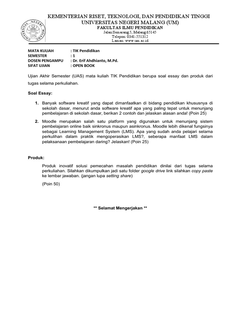 UAS TIK Pendidikan | PDF