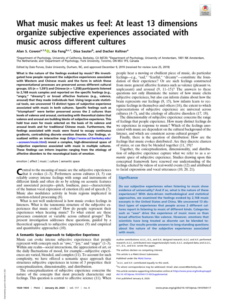 What Music Makes Us Feel | PDF | Emotions | Affect (Psychology)