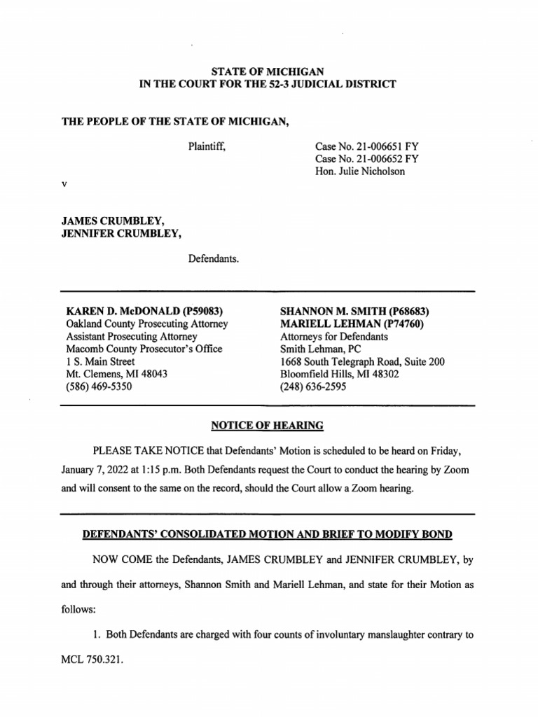 Crumbleys Motion To Modify Bond | PDF | Negligence | Prosecutor Crumbleys Motion To Modify Bond | PDF | Negligence | Prosecutor