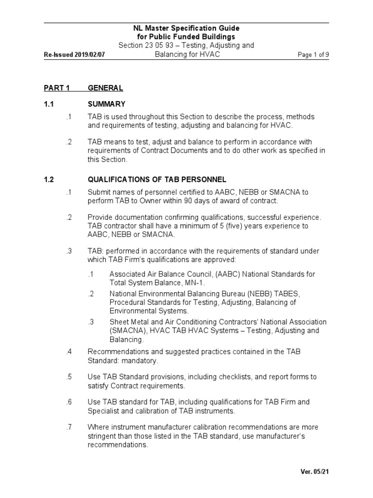 NL Master Specification Guide For Public Funded Buildings: Re-Issued ...