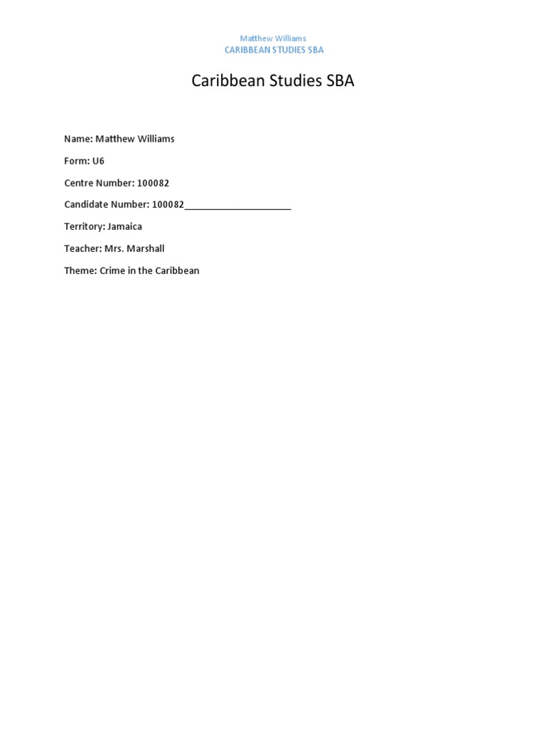 Caribbean Studies SBA | PDF