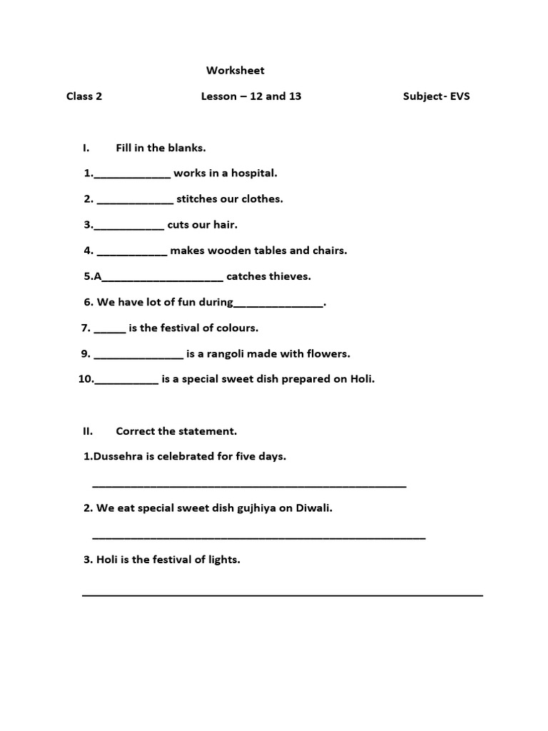Evs Worksheet | PDF