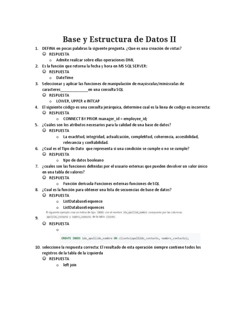 Funciones y Consultas SQL Esenciales | PDF | SQL | Bases de datos