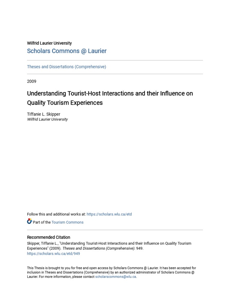 Understanding Tourist-Host Interactions and Their Influence On Qu | PDF ...
