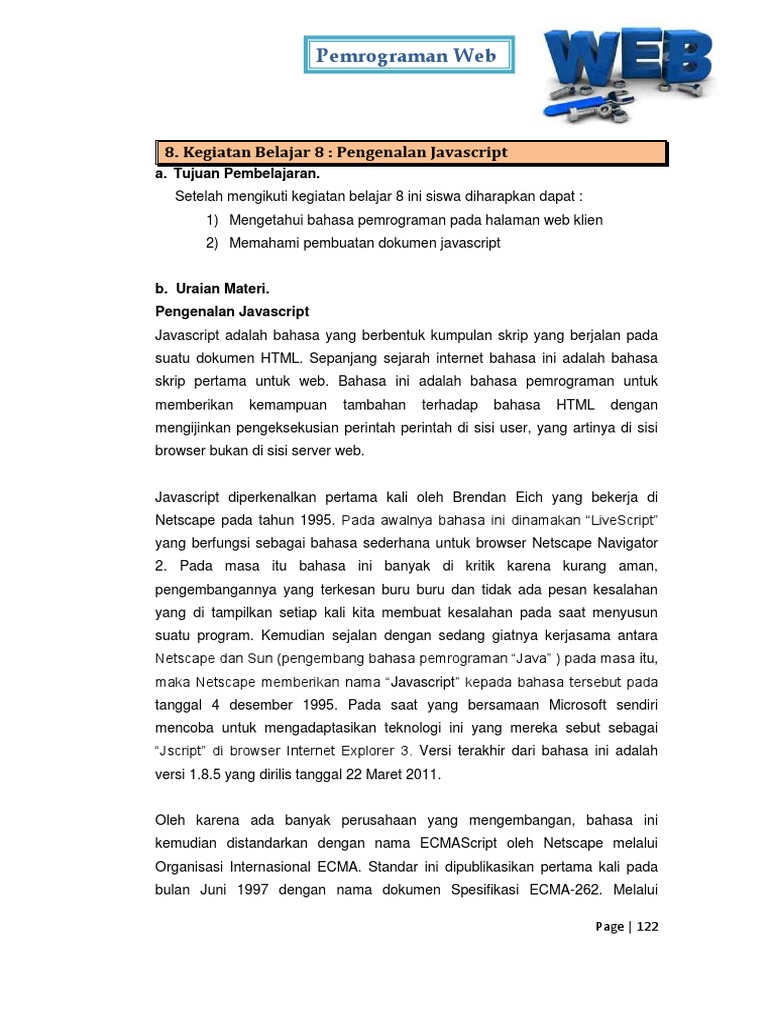 Pengenalan Javascript: Sebuah Pengantar Singkat tentang Bahasa Pemrograman Web Paling Populer | PDF