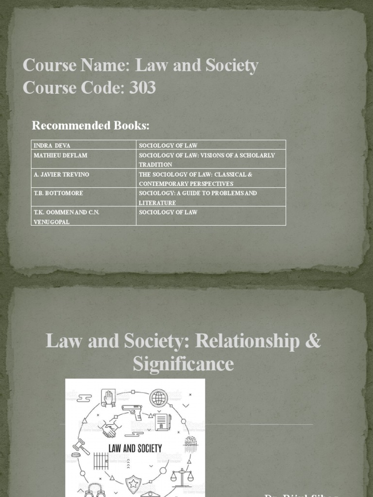Course Name: Law and Society Course Code: 303: Recommended Books | PDF ...