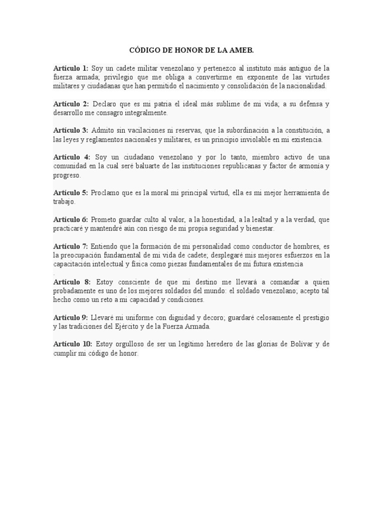 Código de Honor de La Ameb | PDF