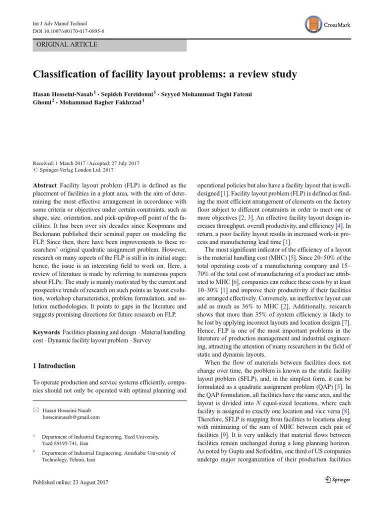 Facility Layout Problem Review | PDF | Mathematical Optimization ...