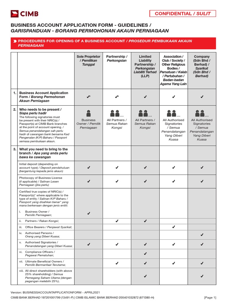 Business Account Application Form and Guideline | PDF | Limited ...