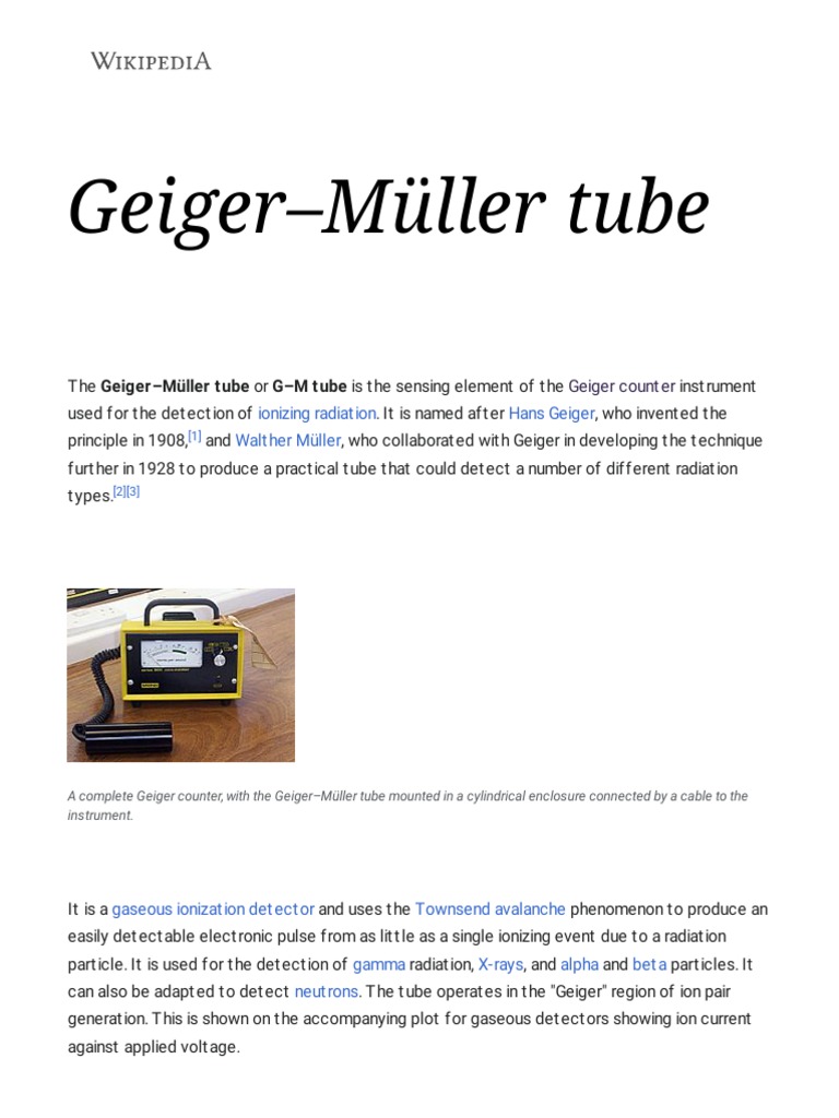 Geiger-Müller Tube - Wikipedia | PDF | Electromagnetism | Chemistry