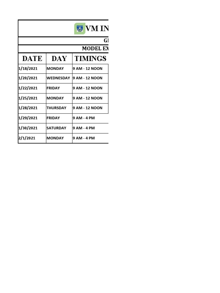 Grade 11 - Model Exam TT - Jan | PDF