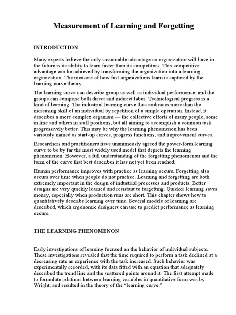 Measurement of Learning and Forgetting | PDF | Recall (Memory) | Memory