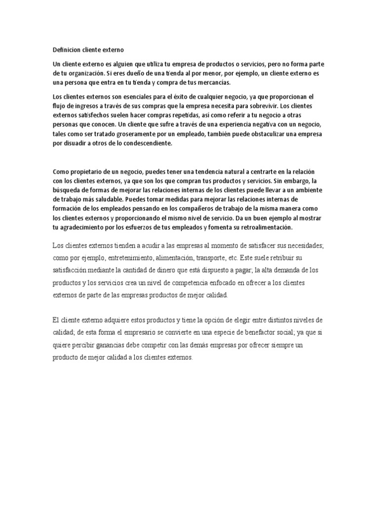 Definicion Cliente Externo | PDF