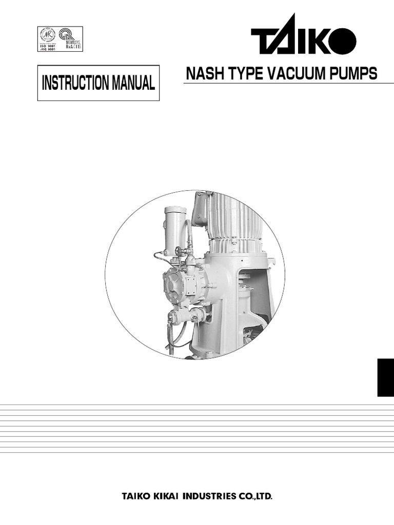 Instruction Manual: Nash Type Vacuum Pumps | PDF | Pump | Bearing ...