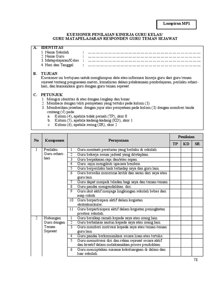 Instrumen Kuisioner PKG | PDF | Karier & Perkembangan