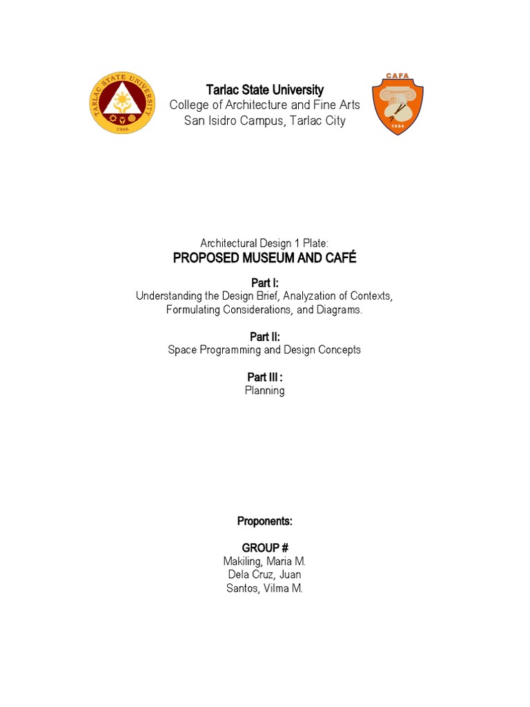 Architectural Design 1 Contents And Format Pdf Museum Curator