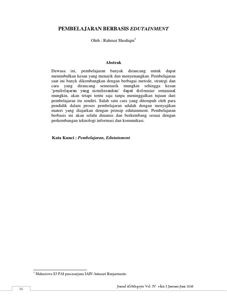 TEORI PEMBELAJARAN BERBASIS EDUTAINMENT | PDF