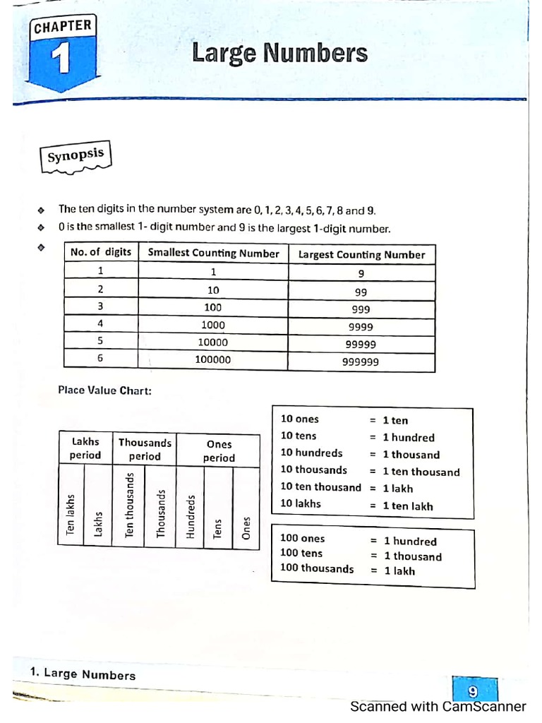 BMA Math 4 CH 1 Large Numbers | PDF