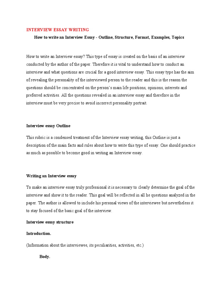 How To Write An Interview Essay - Outline, Structure, Format, Examples ...
