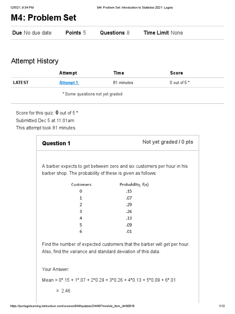 M4 - Problem Set - Introduction To Statistics-2021 - Lagios | PDF ...