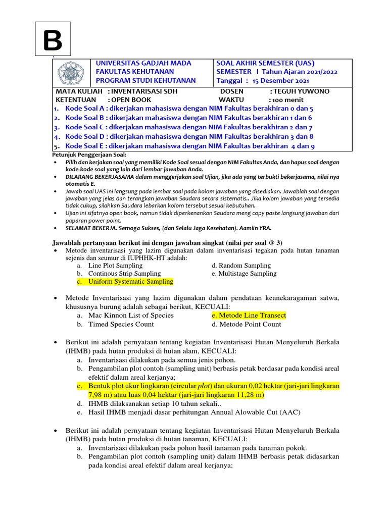 Rumus Intensitas Sampling Hutan | PDF