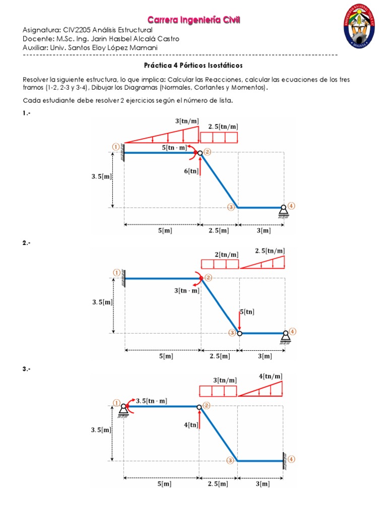 Practica 4 CIV 2205 Portico Isostático | PDF | Ingeniería Sísmica ...
