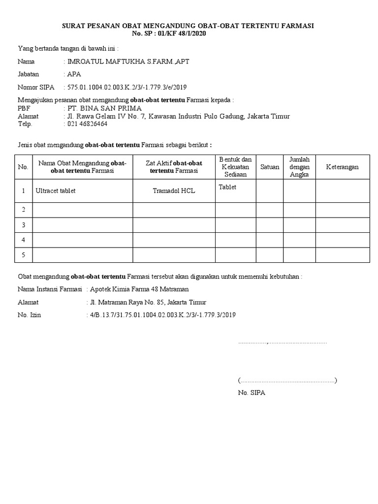 Contoh Surat Pesanan Oot PDF Free | PDF