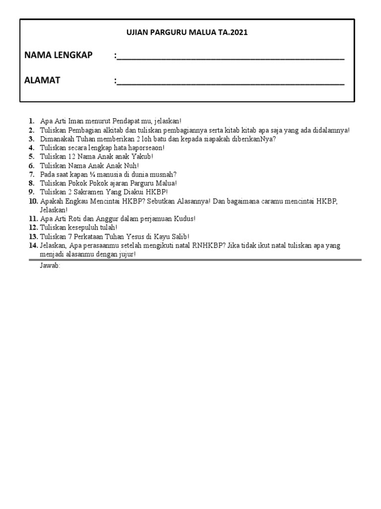 Parguru Malua 2021 | PDF | Agama & Spiritualitas