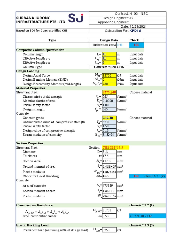 Concrete-Filled CHS Design Calculation | PDF | Strength Of Materials ...
