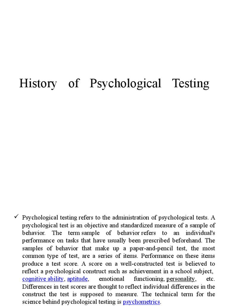 Overview of Psychological Testing Methods | PDF | Psychological Testing ...