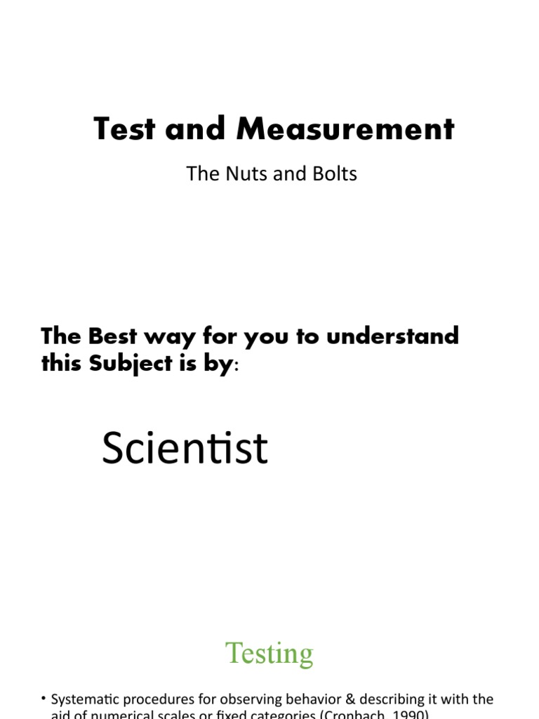 Test and Measurement: The Nuts and Bolts | Download Free PDF ...