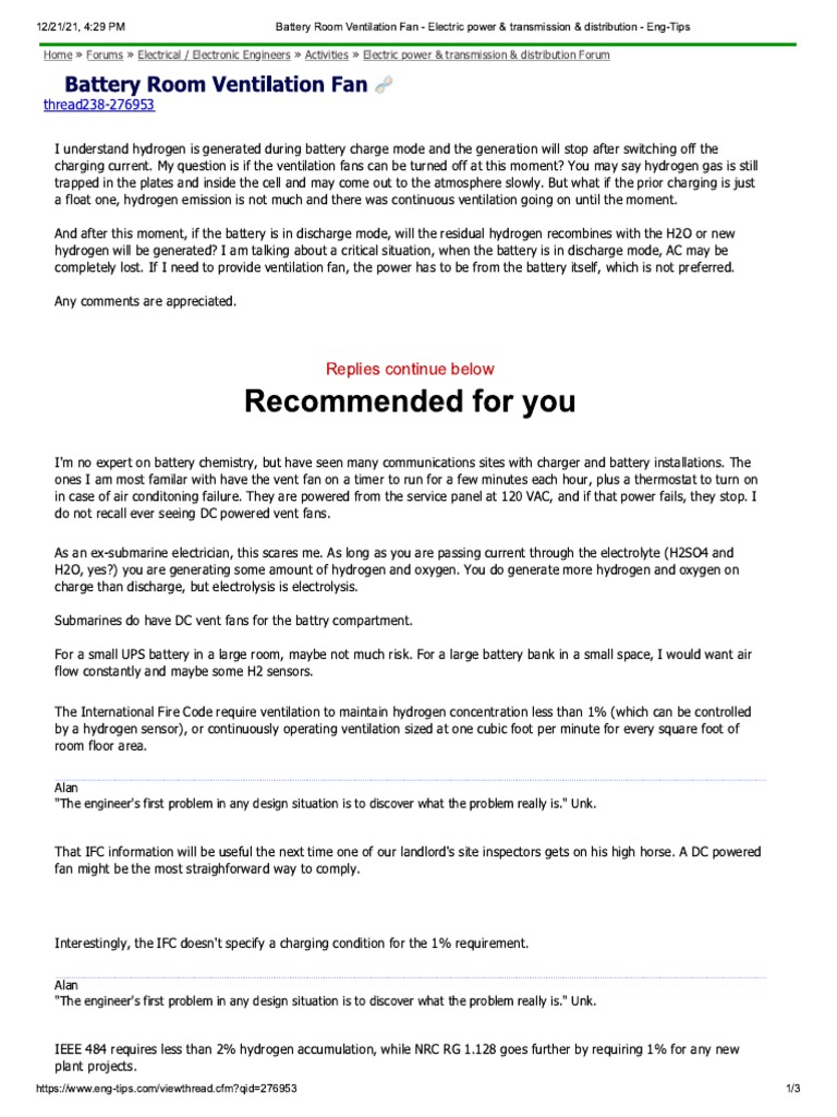 Battery Room Ventilation Fan - Electric.. | PDF