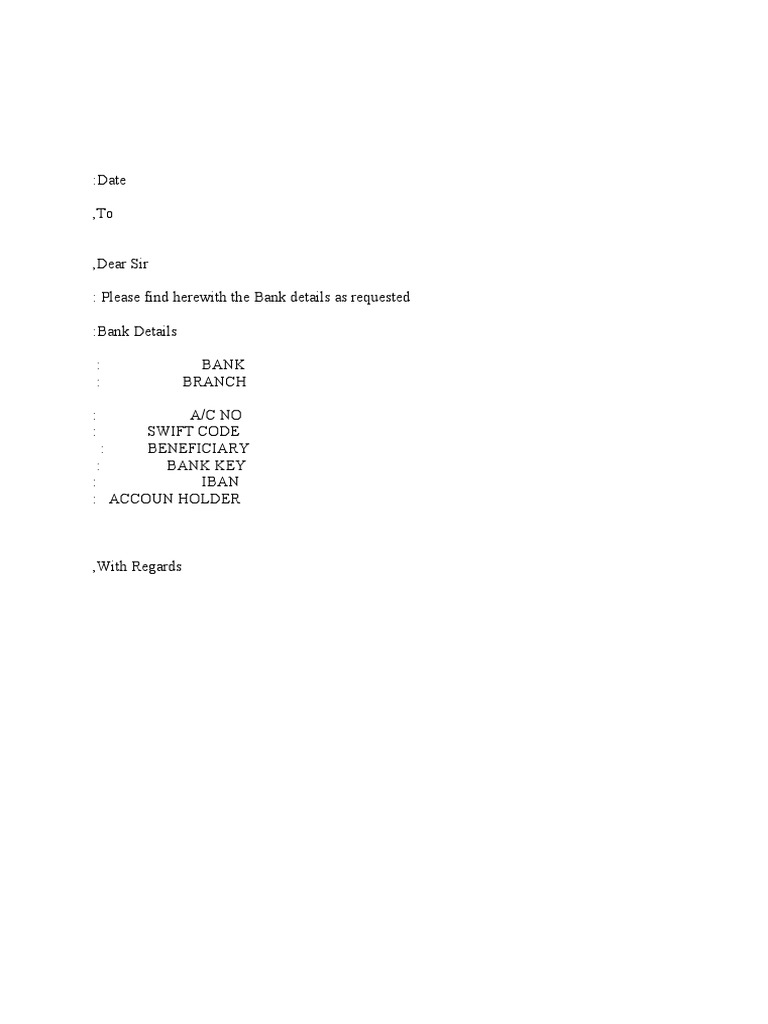 Bank Account Details Template | PDF