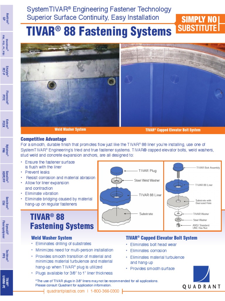 Tivar 88 UHMWPE Fastening E 02122014 | PDF | Screw | Building Materials