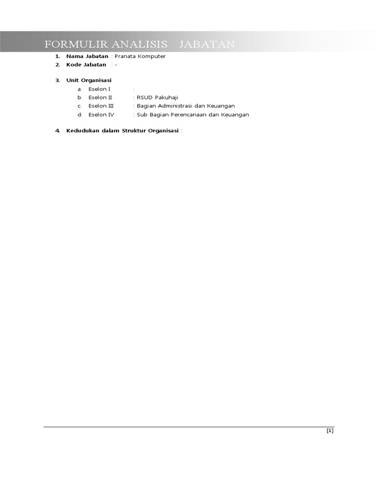 Contoh Anjab Prakom | PDF