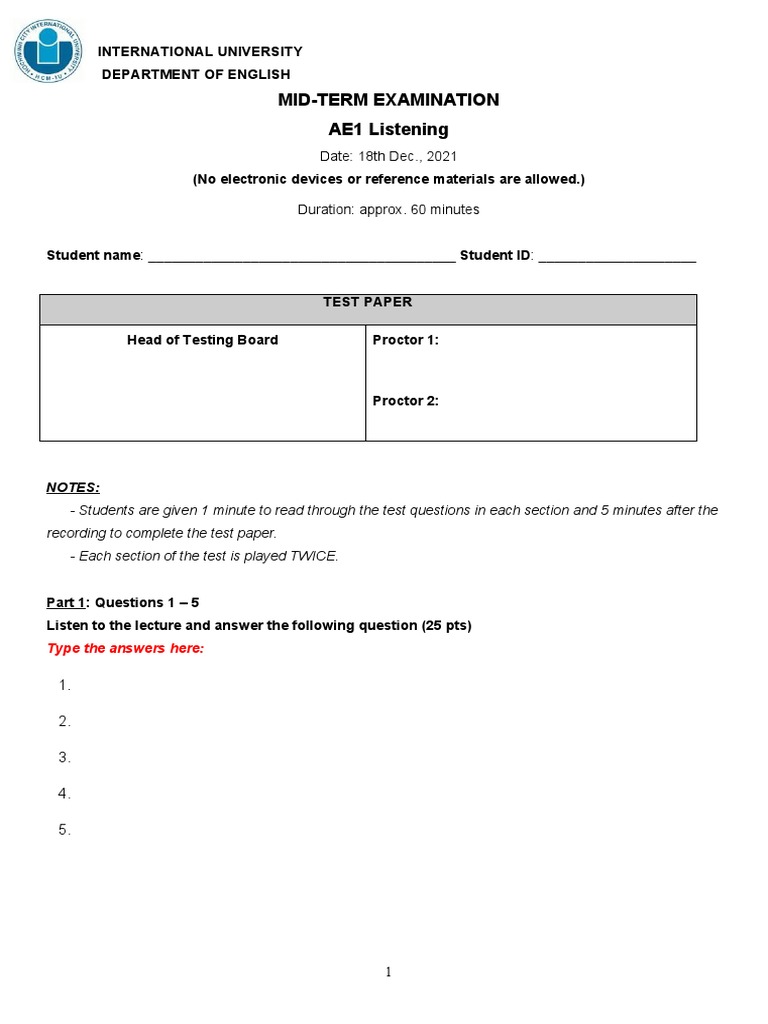 SAMPLE TEST-FINAL EXAM PRACTICE - Answer Sheet | PDF