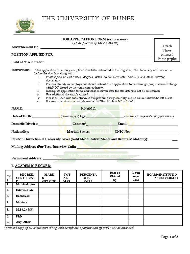 Application Form Bps 17 and Above 1 Xnngar | PDF