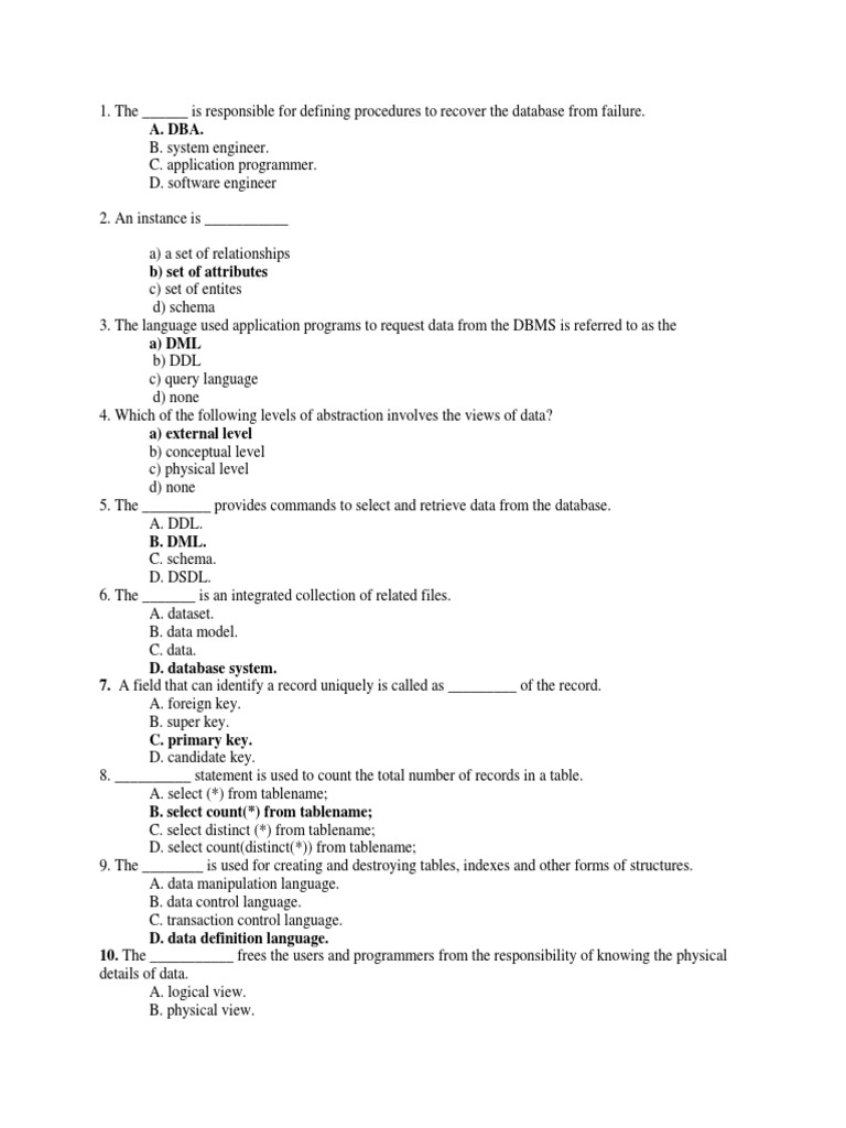 Practice MCQ | PDF | Databases | Relational Database
