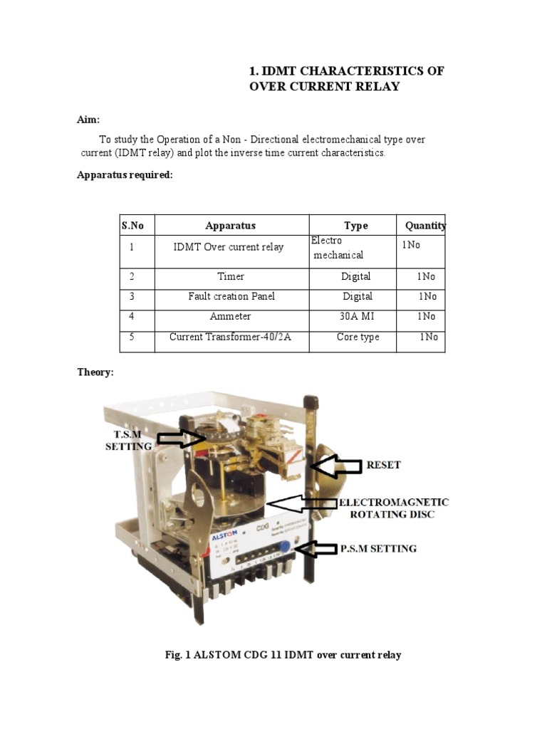 Idmt Characteristics of Over Current Relay | PDF | Relay | Force