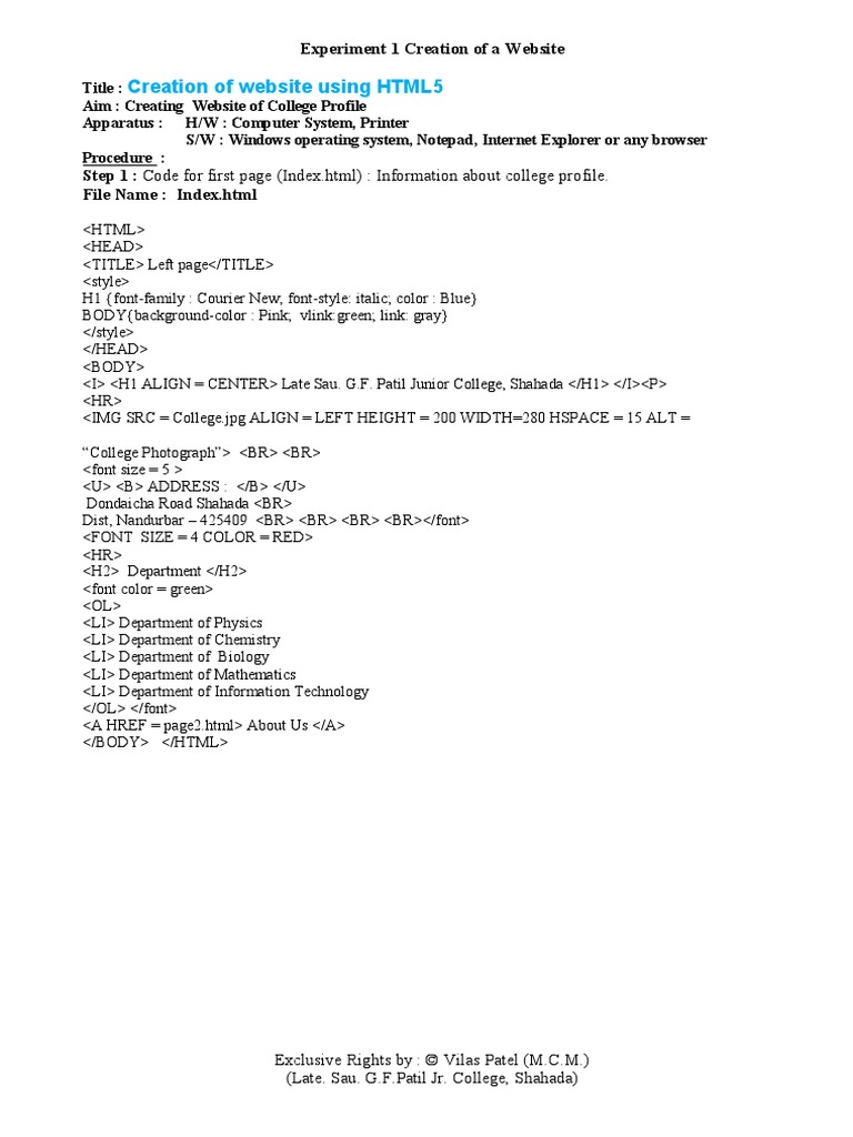 Creation of Website Using HTML5 | PDF | Cyberspace | Software Development