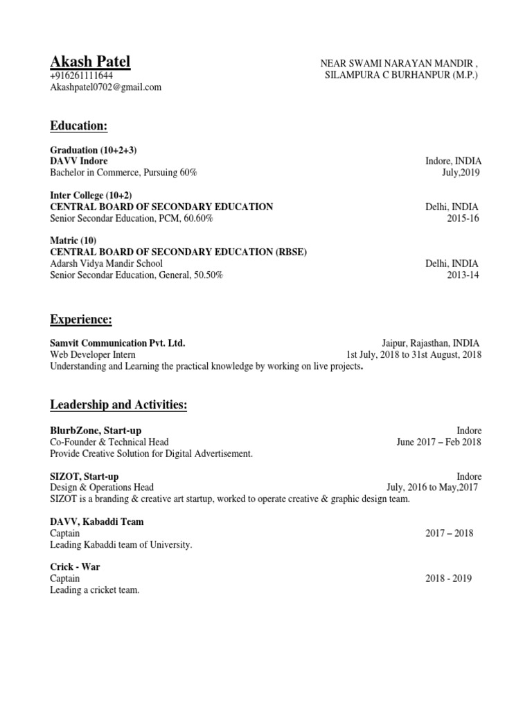 CV Akash | PDF | Graphic Design | Computing