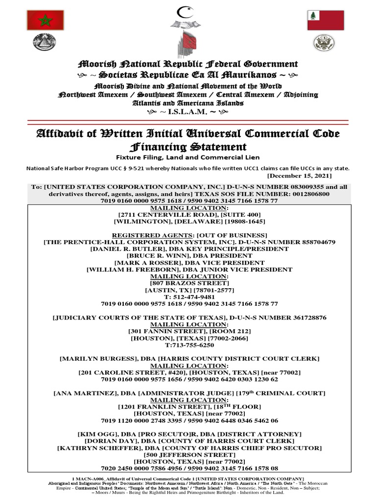 MACN-A006 - Affidavit of UCC1 FINANCING STATEMENT Harris County Davis ...