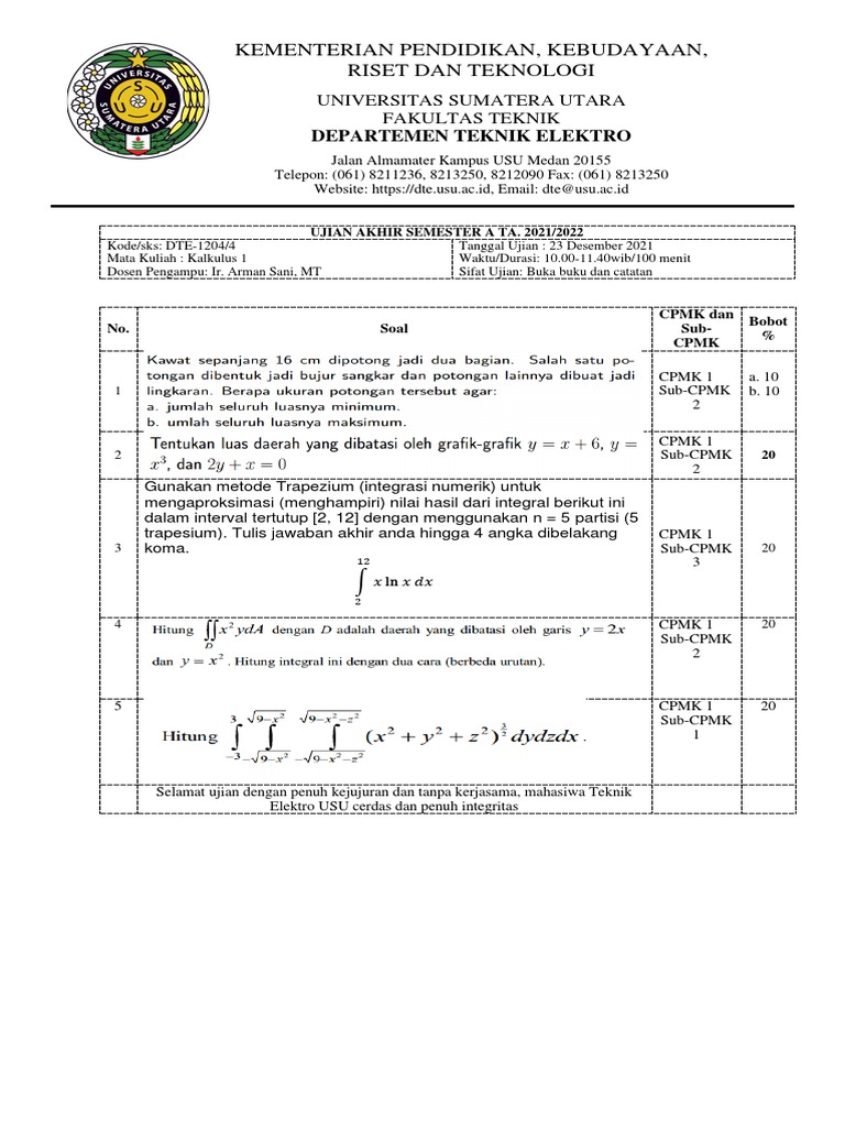 Soal UAS Kalkulus 1 | PDF