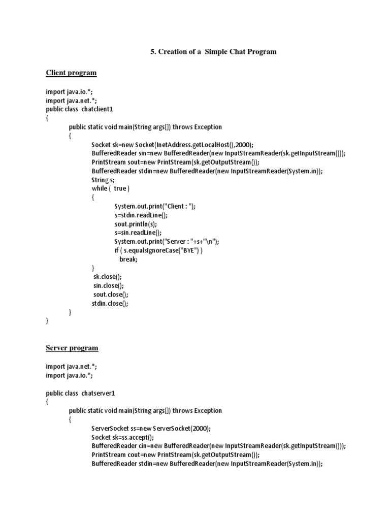 Creation of A Simple Chat Program | PDF | Computers