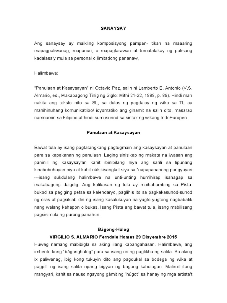 SANAYSAY | PDF