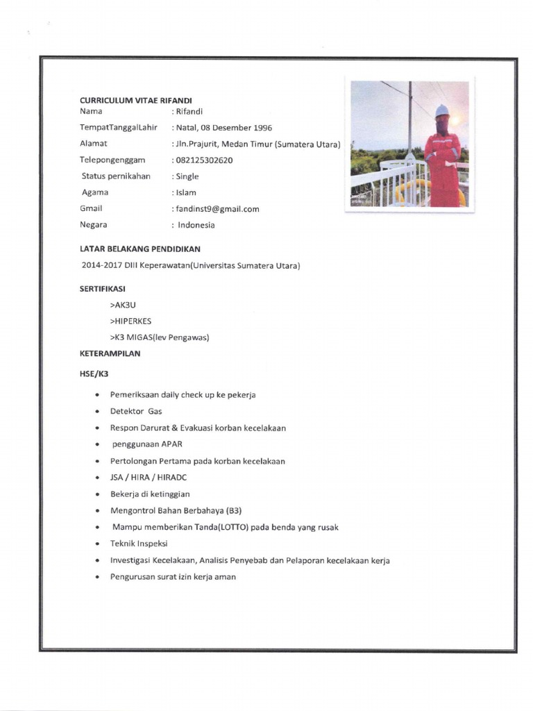 CV Rifandi - Project OH Paramedic | PDF