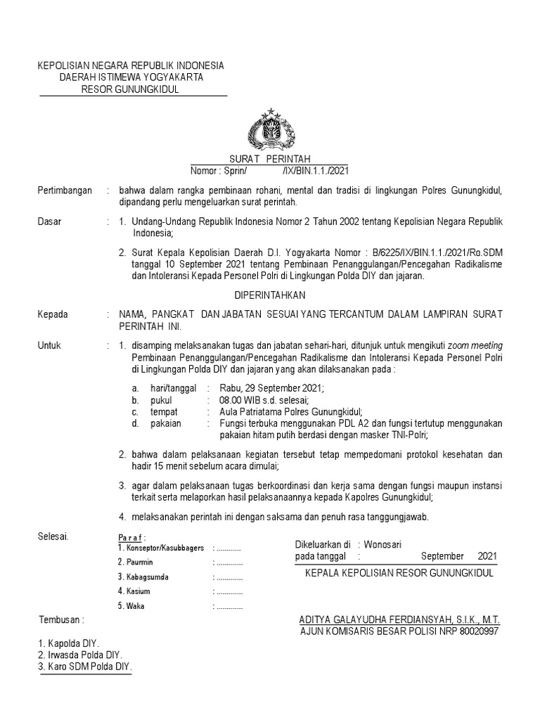 SPRIN Zoom Bin Cegah Radikalisme 2021 | PDF